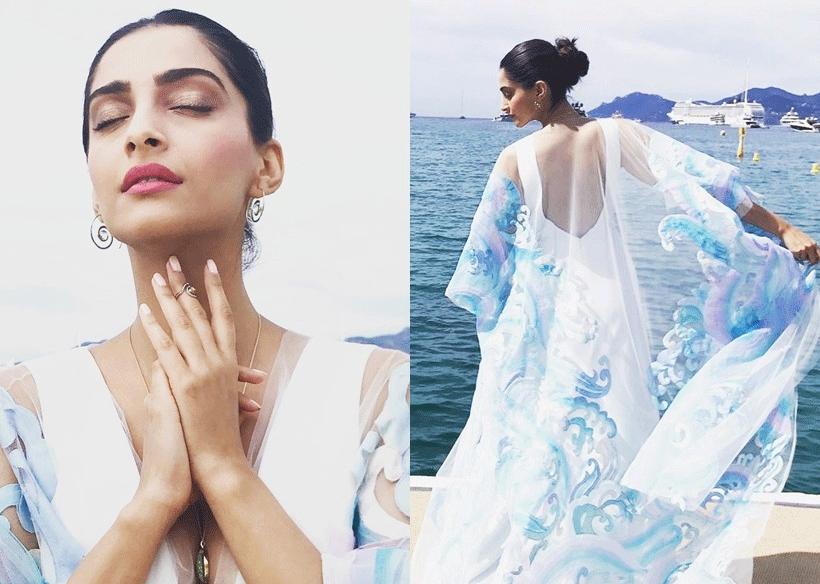 Sonam’s bikini top with jacket make for the perfect poolside outfit