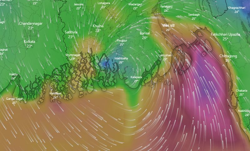 Cyclone Sitrang makes landfall along the coast