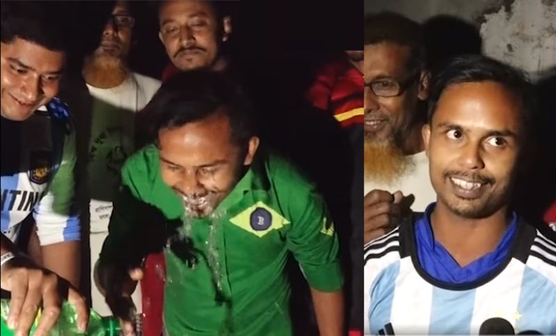 Brazil supporter Biplob joins Argentina after washing his face with 7 Up