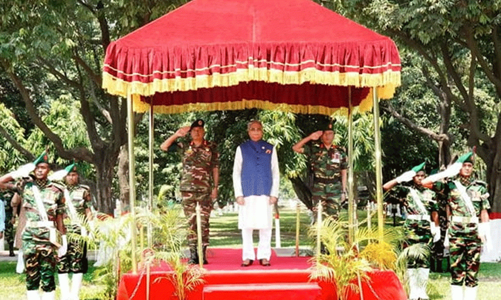 President Sahabuddin receives first ceremonial salute at Bangabhaban